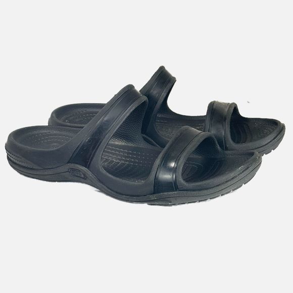 CROCS | Shoes | Crocs Cleo Black Croslite Two Strap Slip On Slide ...